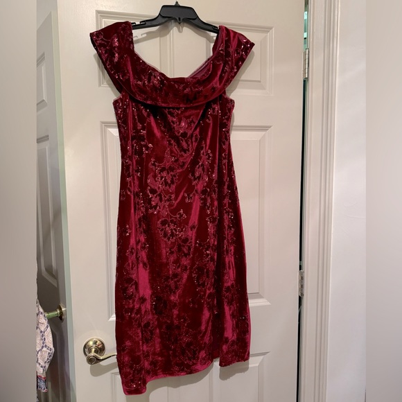 Adrianna Papell | Dresses | Cranberrycolored Off The Shoulder Dress ...